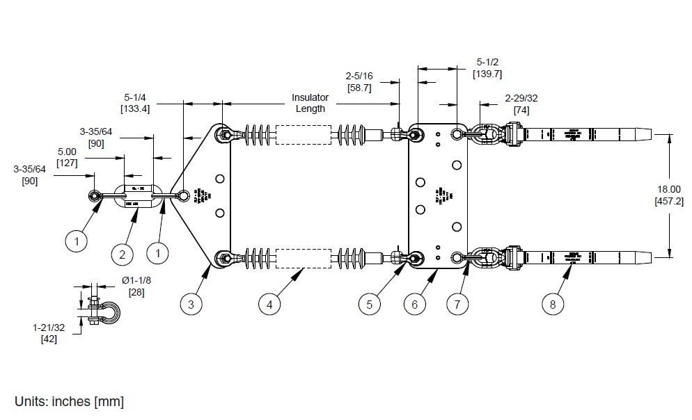 Dead-end Assembly - Twin-Bundle Conductor, Double Insulator, 50K